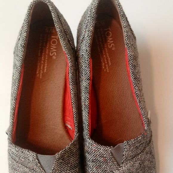 Toms | Shoes | Toms Tweed Sparkle Open Toe Cork Wedge Sandal Shoe ...